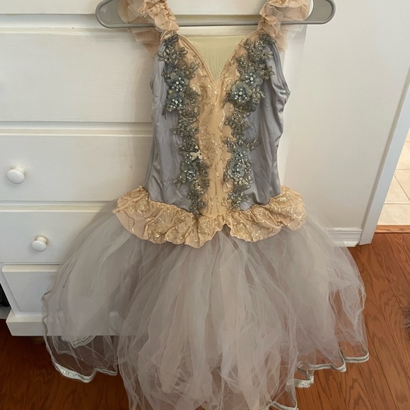 Weissman | Costumes | Weissman Silver Gray Tiered Ruffled Dance Costume ...
